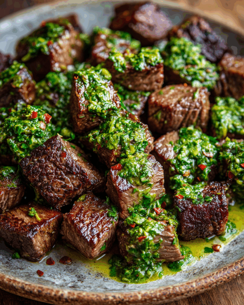 Mint Chimichurri Steak Bites - Melissa Recipes